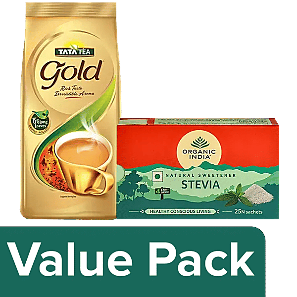 Buy bb Combo Tata Tea Gold Tea + Organic India Stevia Natural Sweetener ...