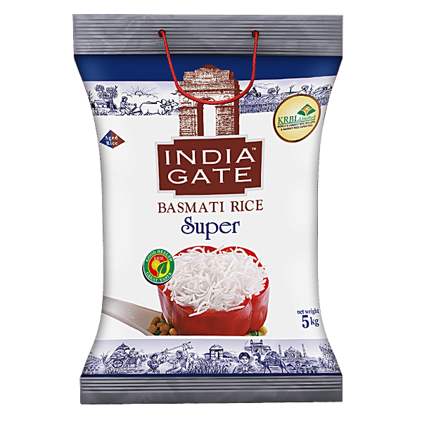 Buy India Gate Basmati Rice Super 5 Kg Bag Online At Best Price of Rs ...