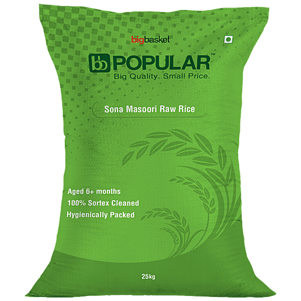Buy Bb Popular Rice Raw Sona Masoori 25 Kg Bag Online At Best Price of ...