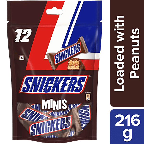 Buy Snickers Chocolate Peanut Filled Chocolate Miniatures 216 Gm Pouch ...