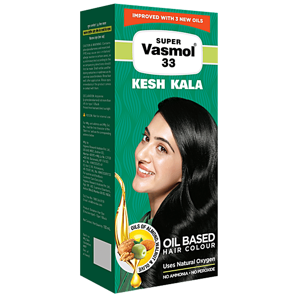 Buy Super Vasmol 33 Hair Dye Emulsion Type Kesh Kala 100 Ml Online at ...