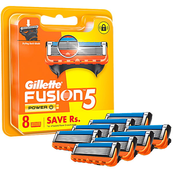 Buy Gillette Blades Fusion Power Shaving Razor 8 Pcs Online At Best ...