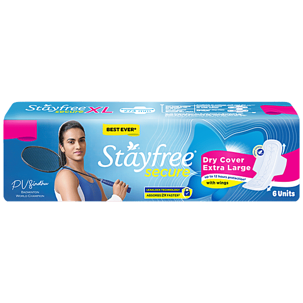Buy Stayfree Sanitary Pads Secure Xl Dry Cover With Wings 7 Pads Online ...