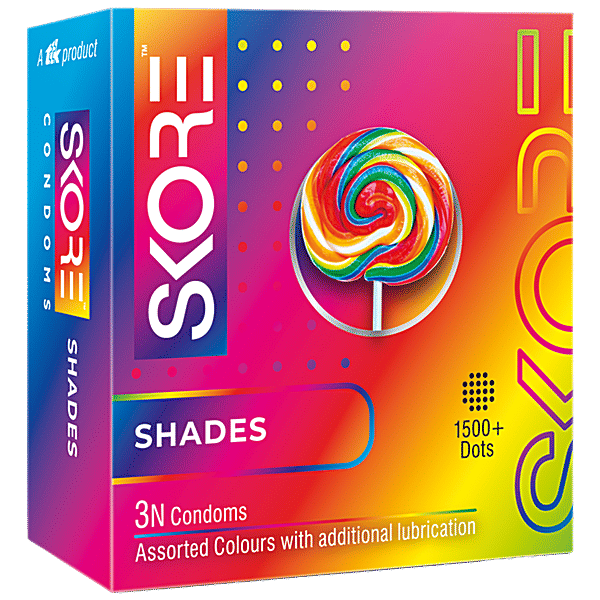 Buy Skore Dotted & Colored Condoms - Shades 3s pack (80 wallet) Online ...