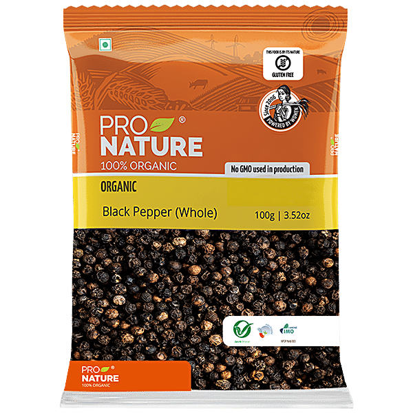 Buy Pro Nature Organic Pepper Black Whole 100 Gm Pouch Online At Best ...