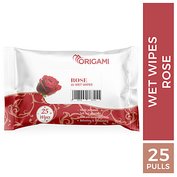 Buy Origami So Soft Wet Wipes Rose Flavour 25 Pulls Online At Best ...