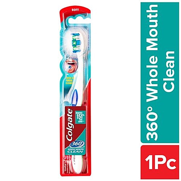 Buy Colgate Toothbrush 360 Whole Mouth Clean Soft 1 Pc Online At Best ...