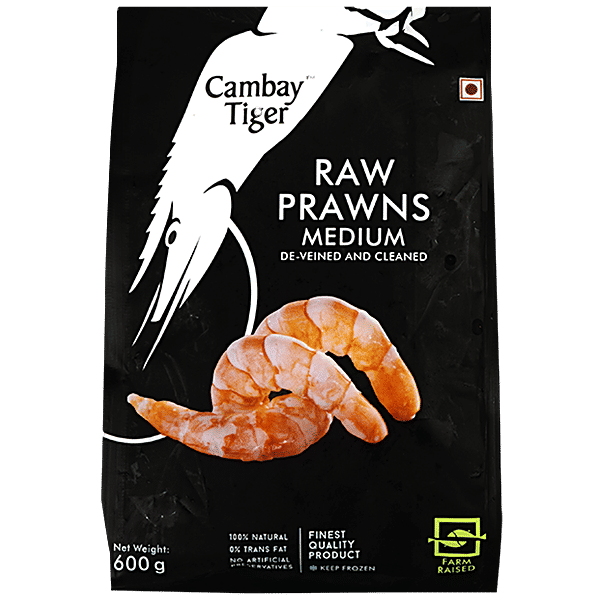 Buy Cambay Tiger Prawns - Medium Raw Dvc (Deveined & Cleaned) 600 gm ...