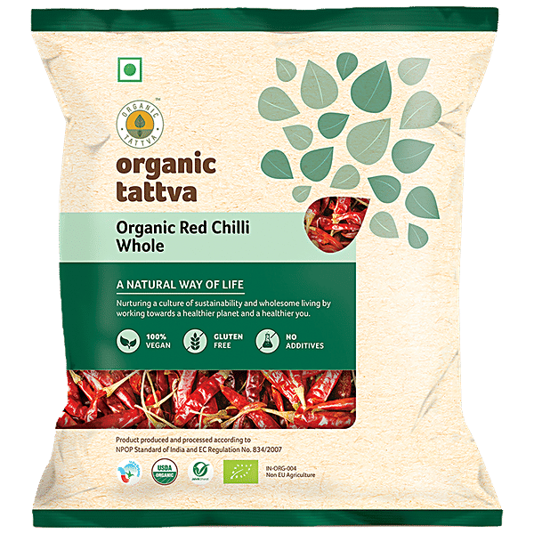 Buy Organic Tattva Red Chilli Whole 100 Gm Pouch Online at the Best ...