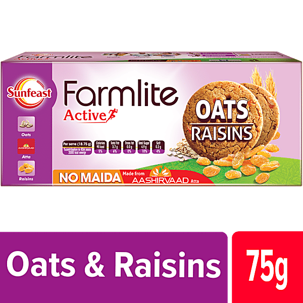Buy Sunfeast Farmlite Oats Raisins 75 Gm Pouch Online at the Best Price ...