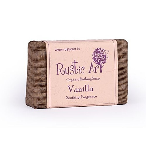 Buy Rustic Art Organic Bathing Soap Vanilla Soothing Fragrance 100 Gm ...