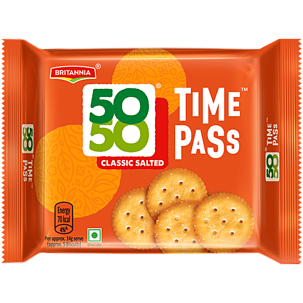Buy Britannia 50 50 Time Pass Simply Salted Biscuits 150 Gm Pouch ...