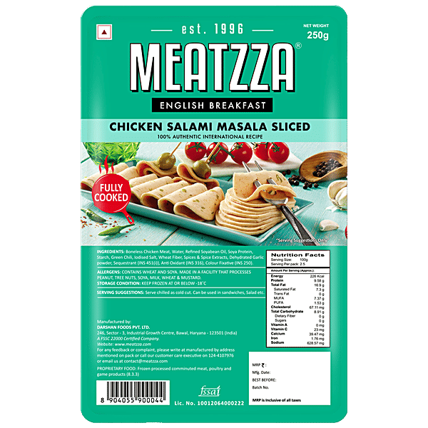 Buy Meatzza Chicken Salami Masala Slice 250 Gm Online at the Best Price ...
