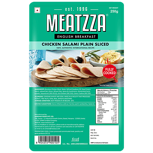 Buy Meatzza Chicken Salami Plain Slice 250 Gm Online at the Best Price ...