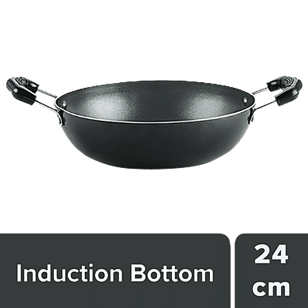 Buy Nirlon Aluminium Kadai - Non-Stick Coated, Induction Base, 24.5 cm ...