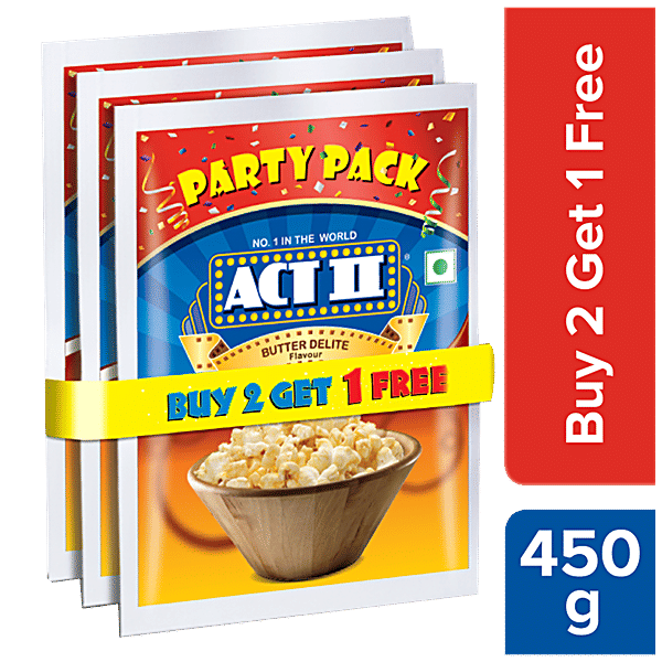 Buy ACT II Instant Popcorn - Butter Delite 450 gm (Buy 2 Get 1 Free ...