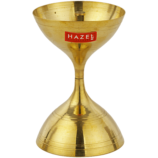 Buy HAZEL Nanda Deep Brass Diya Oil Lamp Puja S7 - Golden Online at ...