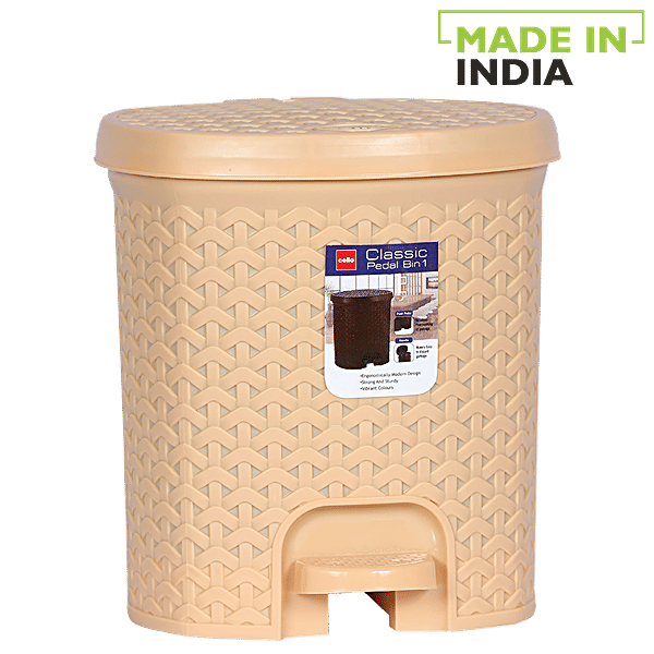 Buy Cello Classic Plastic Dustbin / Garbage Bin - Beige Online at Best ...
