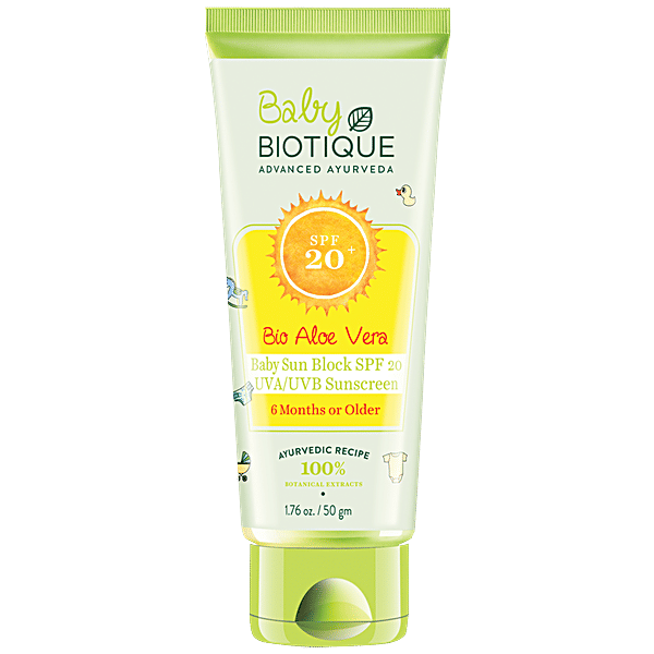 Buy BIOTIQUE Bio Aloe Vera Baby Sun Block SPF 20 UVA/UVB Sunscreen - 6 ...