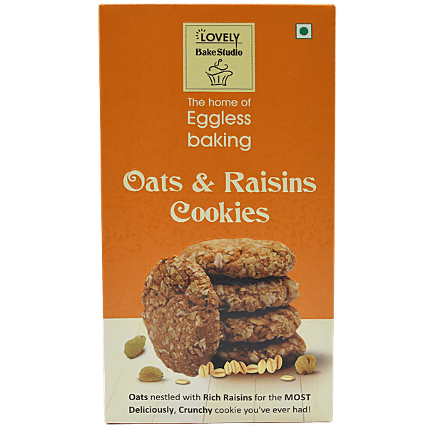 Buy Lovely Bake Studio Oats & Raisins Cookies - 100% Eggless Online at ...