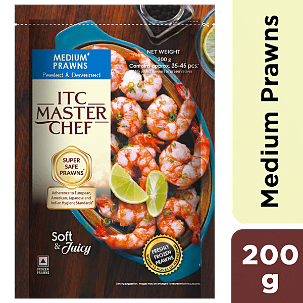 Buy Itc Master Chef Prawns Medium Peeled Deveined 200 Gm Online At Best ...