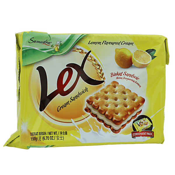Buy Samudra Lex Cream Sandwich Biscuits Lemon Flavour 190 Gm Online At ...