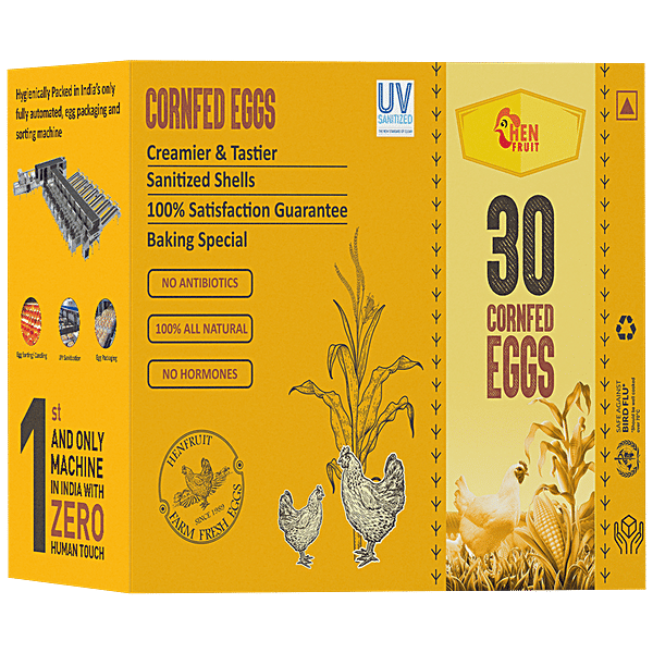 Buy HenFruit Premium CornFed Eggs-Creamy Tasty Deep Yellow Yolk No ...
