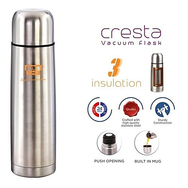 Buy All Time Bullet Flask Silver Stainless Steel With Pouch Push Cap ...