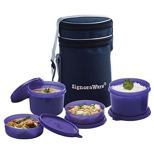 Buy Signoraware Lunch Box Set - Executive, With Bag, Deep Violet Online ...