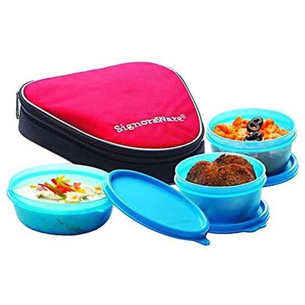 Buy Signoraware Lunch Box Set Sleek With Bag Assorted Color 3 Pcs ...