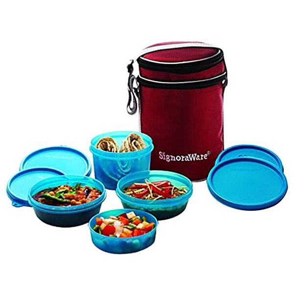 Buy Signoraware Lunch Box Set - Perfect, With Bag, Assorted Color 4 pcs ...
