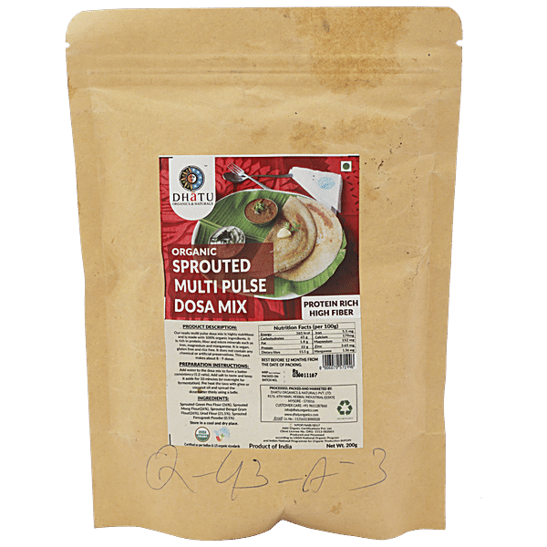 Buy Dhatu Organics Naturals Dosa Mix Organic Sprouted Multi Pulse 200 ...