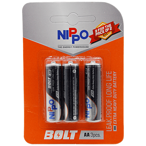 Buy Nippo Batteries Aa Bolt 3 Pcs Online At Best Price of Rs 40 - bigbasket