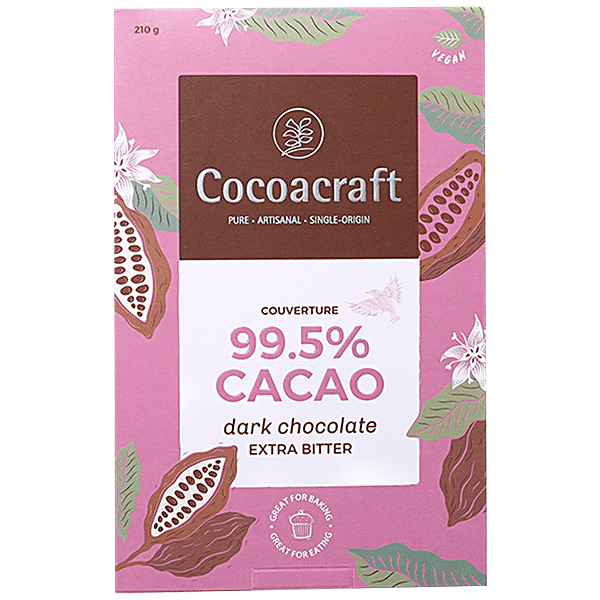 Buy Cocoacraft Chocolate 995 Cocoa Extra Bitter Dark Chocolate 210 Gm ...