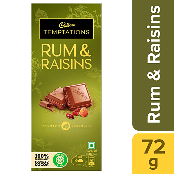 Buy Cadbury Temptations Rum & Raisins Premium Chocolate Bar Online at ...