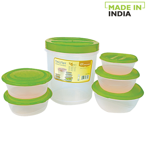 Buy Princeware Storage Plastic Container Set - Transparent, Green ...
