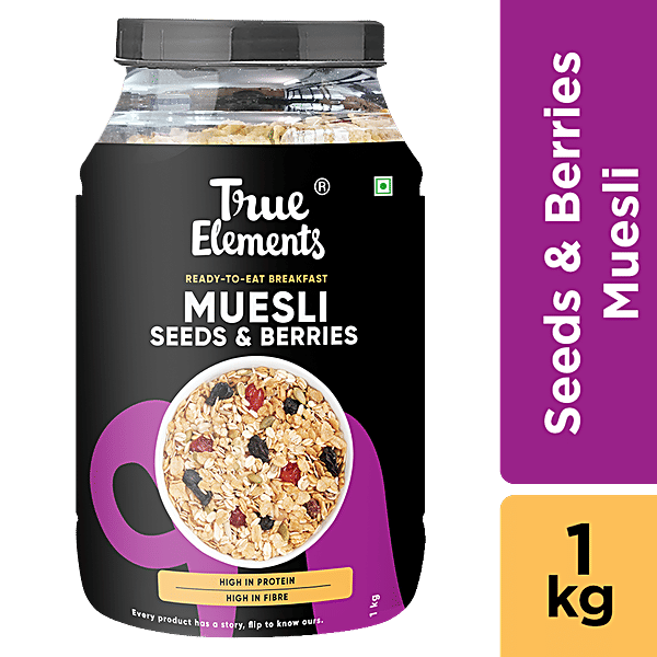 Buy True Elements Seeds & Berries Muesli - High Fibre & Protein, Ready ...