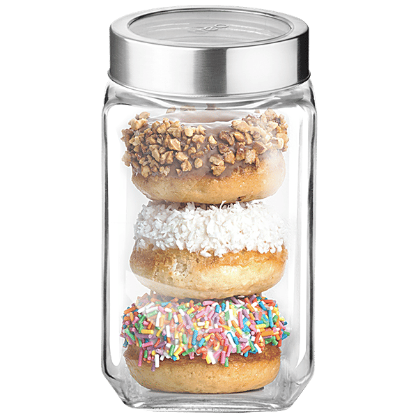 Buy Treo Glass Jar For Storage With Lid - Transparent, Cube Online at ...