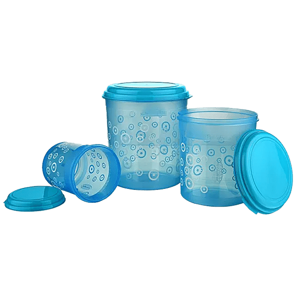Buy Asian Stylo Storage Container - Blue, Plastic, Printed, Round ...