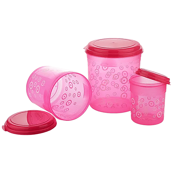 Buy Asian Stylo Storage Container - Pink, Plastic, Printed, Round ...
