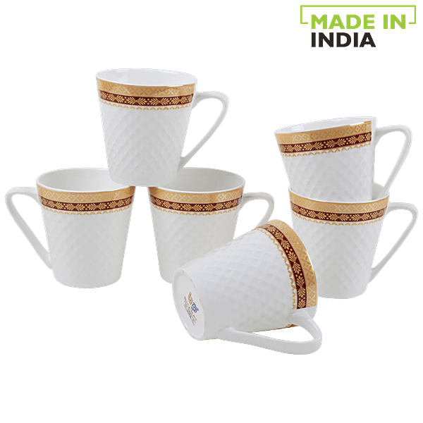 Buy BP Bharat Chai/Tea/Coffee Bonechina White Mug With Blue & Border ...