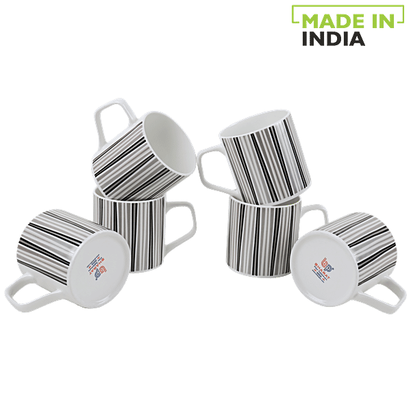 Buy BP Bharat Chai/Tea/Coffee Bonechina Black & Gray Stripes Mug Online ...