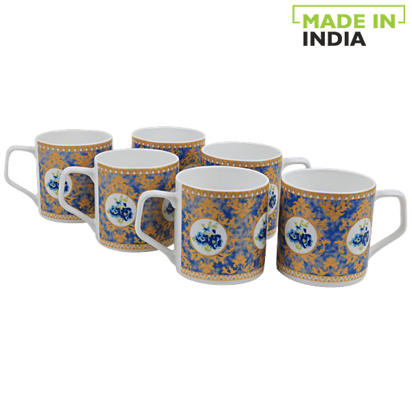 Buy BP Bharat Chai/Tea/Coffee Bonechina Blue Floral With Orange Carpet ...