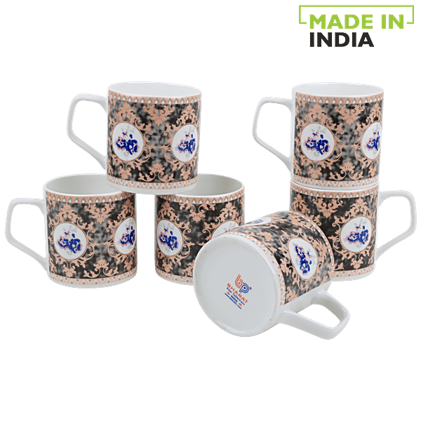 Buy BP Bharat Chai/Tea/Coffee Bonechina Blue & Pink Floral With Pink ...