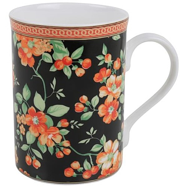 Buy BP Bharat Chai/Milk/Coffee Bonechina Black With Orange Floral Mug ...
