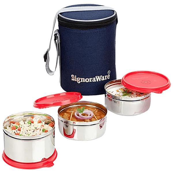 Buy Signoraware Lunch Box - Stainless Steel, Executive, Red, Air-tight ...