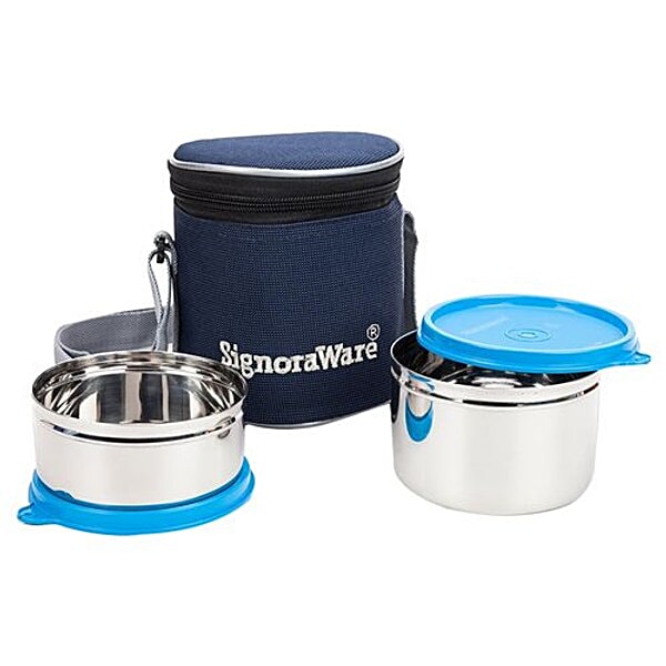 Buy Signoraware Lunch Box - Stainless Steel, Executive, Blue Online at ...