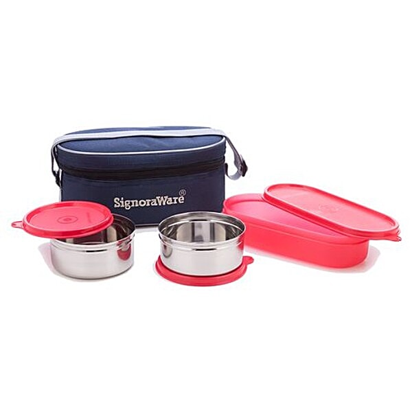 Buy Signoraware Lunch Box Stainless Steel,Double Decker,350ml+350ml ...