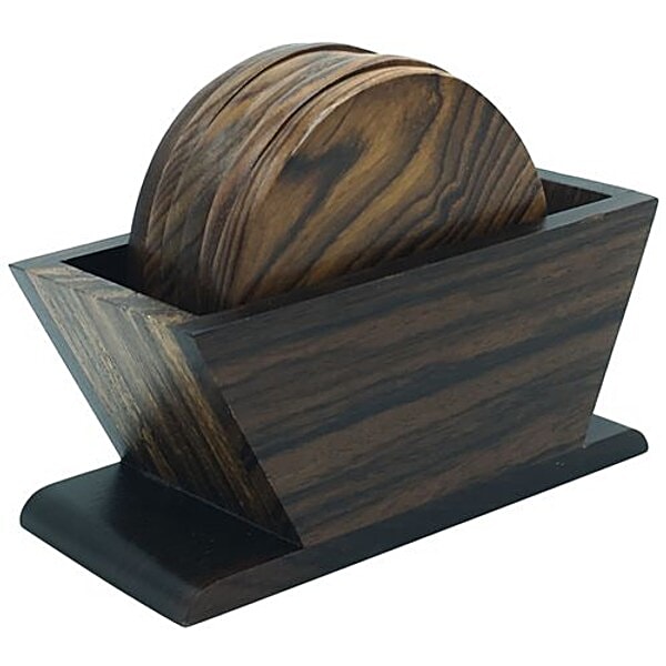 Buy Kvg Kvg table-coaster-with-stand-round-rose-wood-brown 1 pc Online ...