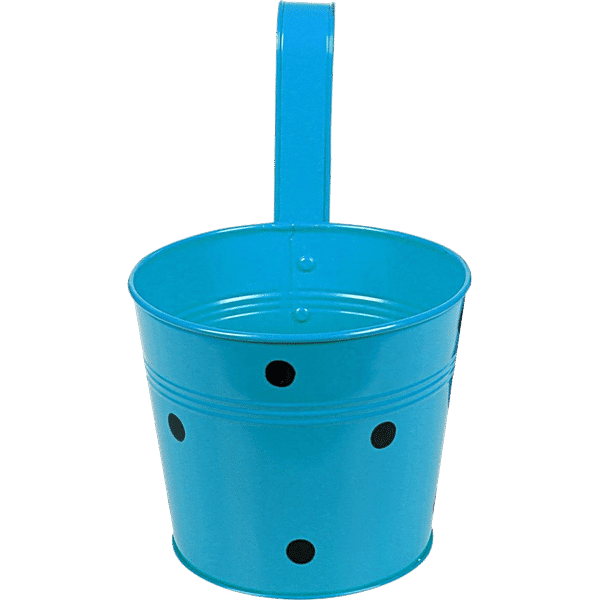 Buy Klassic Polka Stripe Railing Metal Pot Planter - Blue, Medium ...